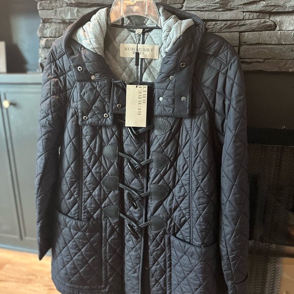 Burberry | Jackets & Coats | Burberry Black Quilted Jacket With Toggle ...